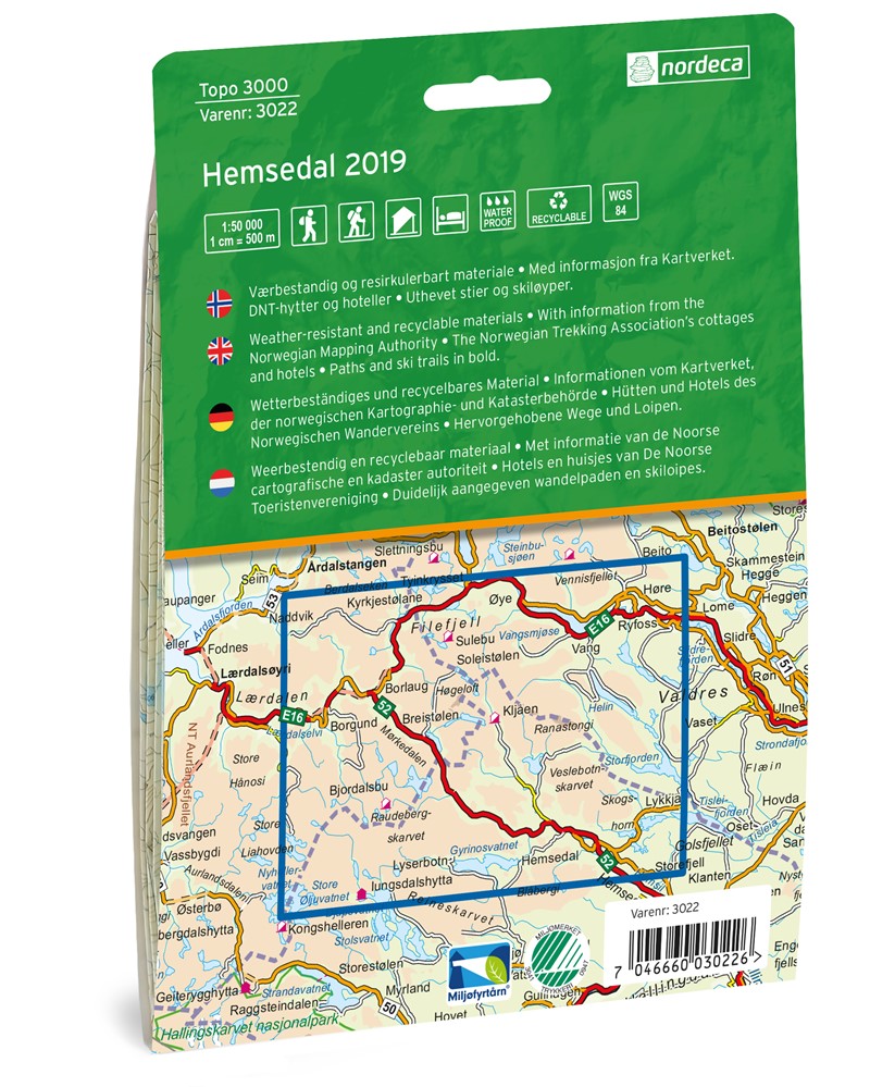 Hemsedal 1:50 000 Topo 3000 kart hiking map - nordeca | Oslo Sportslager